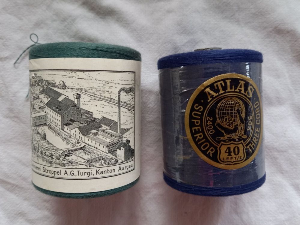 2 Fils à Coudre Atlas et Zwirnerei Stroppel, bleu et vert (Neu und ...