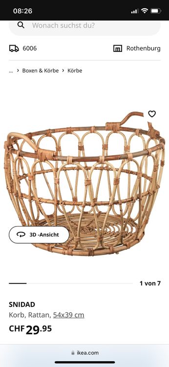 Snidad Korb Rattan, 54x39 cm, IKEA (Gebraucht) in Meggen für CHF 7 ...