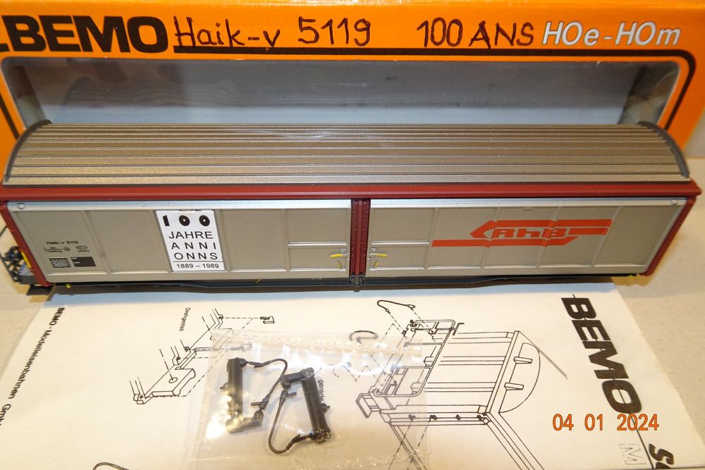 1 wagon Bemo HOm RhB Haik-v 5119, 100 ans des RhB (Neu (gemäss ...