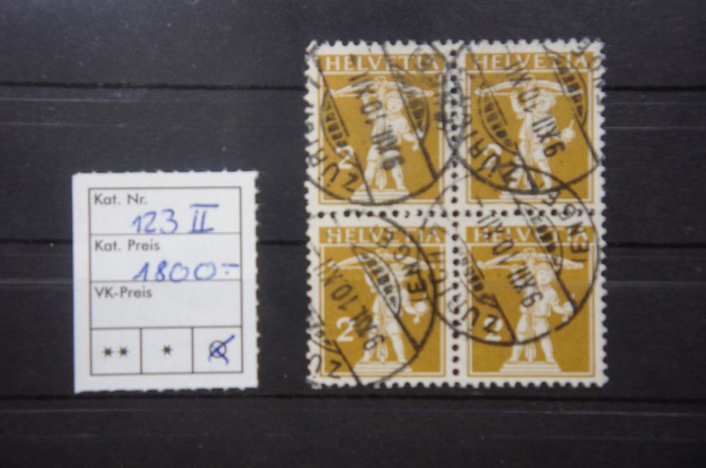 CH - Tellknabe - Zst. Nr. 123II im 4er Block - Zürich (Gebraucht) in Rombach für CHF 200 – mit ...