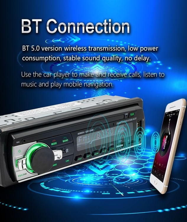 Autoradio 1DIN - 4 x 60W - USB, AUX, Bluetooth, DAB+ 520-DAB (Neu und originalverpackt) in ...