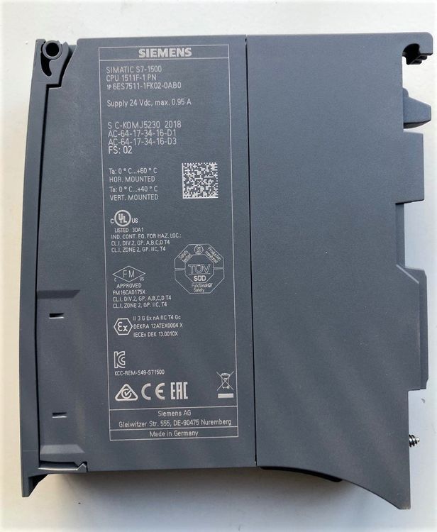 SIMATIC S7-1500F - CPU 1511F-1 PN - 6ES7511-1FK02-0AB0 (Gebraucht) in ...