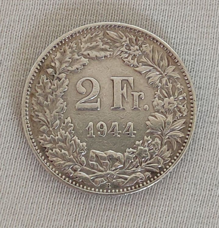 Bundesmünze 2 Franken 1944 Silbergeld (Gebraucht) in Ipsach für CHF 4.5 – mit Lieferung auf ...