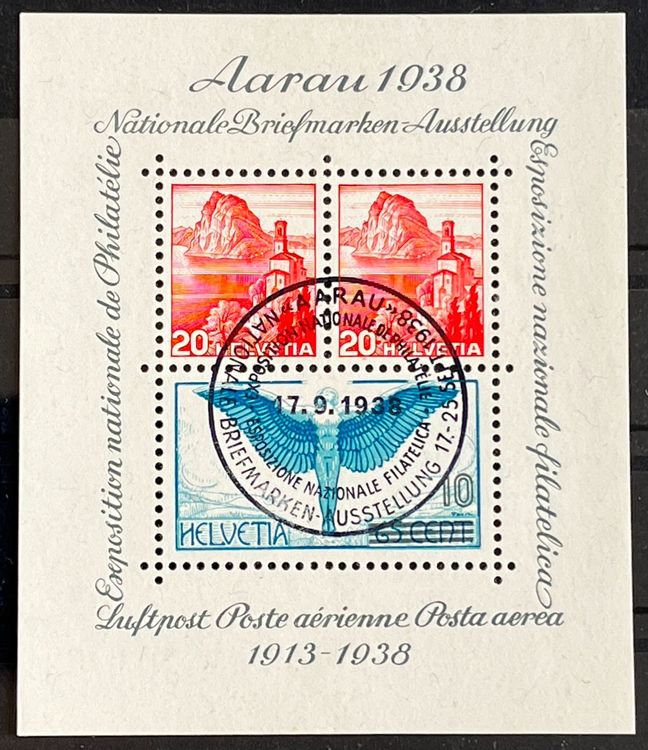 Block 11 Nationale Briefmarkenausstellung Aarau 1938 - Falz (Gebraucht) in Bern für CHF 5 – mit ...