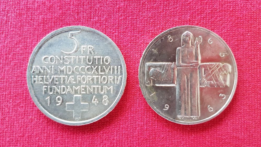 2 x 5 Franken Silber Gedenkmünzen 1948-1963 ab nur 1 Fr !!! (Gebraucht) in Camignolo für CHF 17 ...