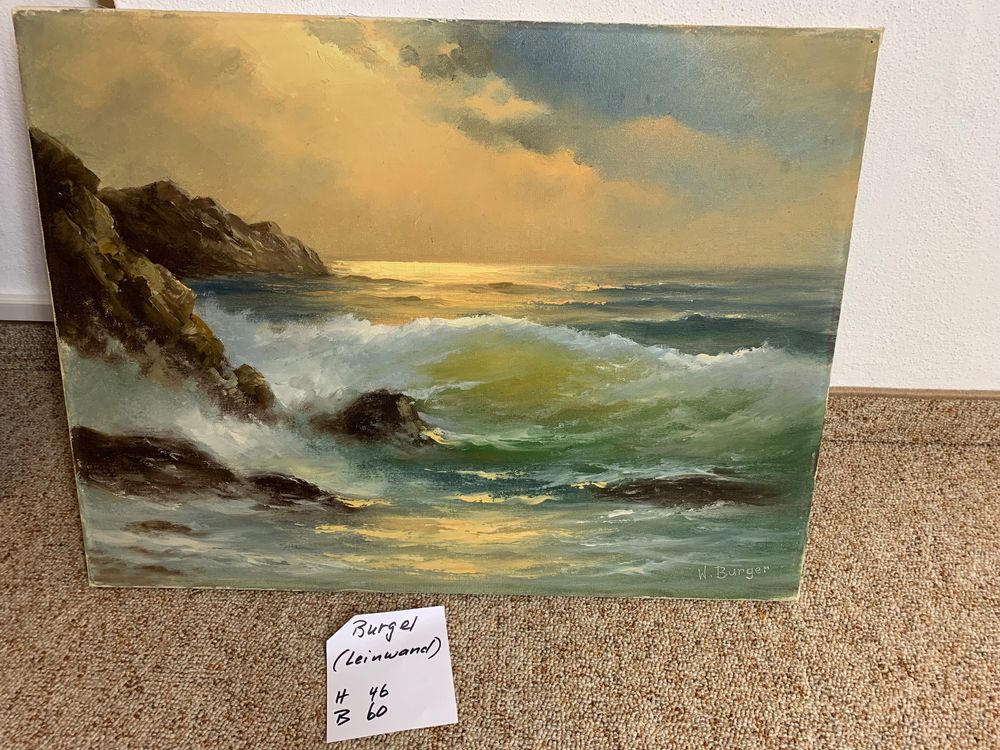 Brandung, Oel auf Leinwand von W. Burger (Gebraucht) in Kleindöttingen für CHF 45 – nur Abholung ...