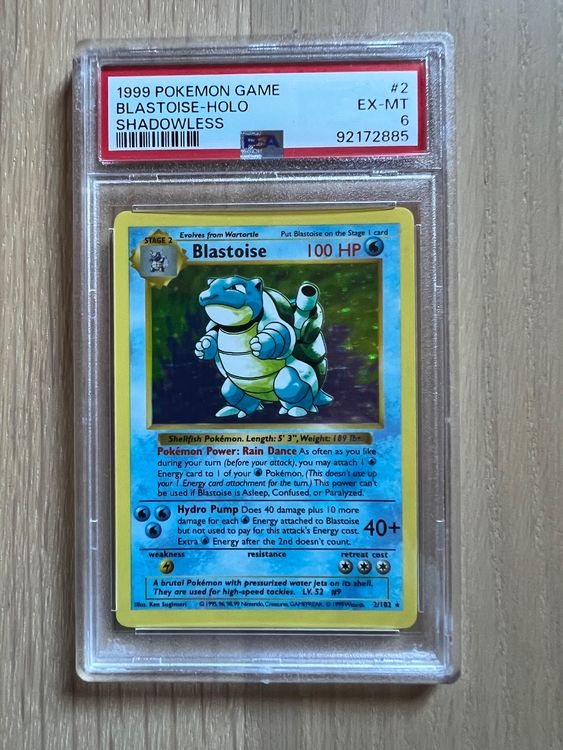 POKEMON 1999 BLASTOISE HOLO SHADOWLESS CARD PSA 6 ENGLISH (Gebraucht ...