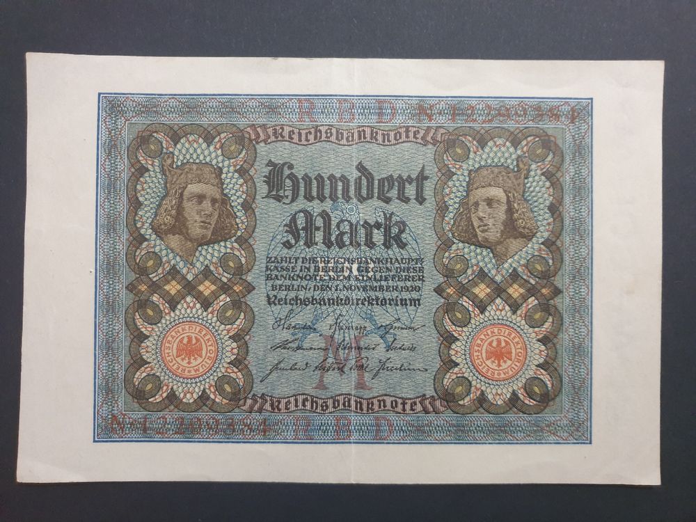 D.R Reichsbanknote Berlin 1920 100 mark (Gebraucht) in Versoix für CHF 1 – mit Lieferung auf ...