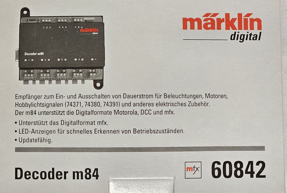 Märklin 60842 Decoder m 84 für Dauerstrom (Neu und originalverpackt) in ...