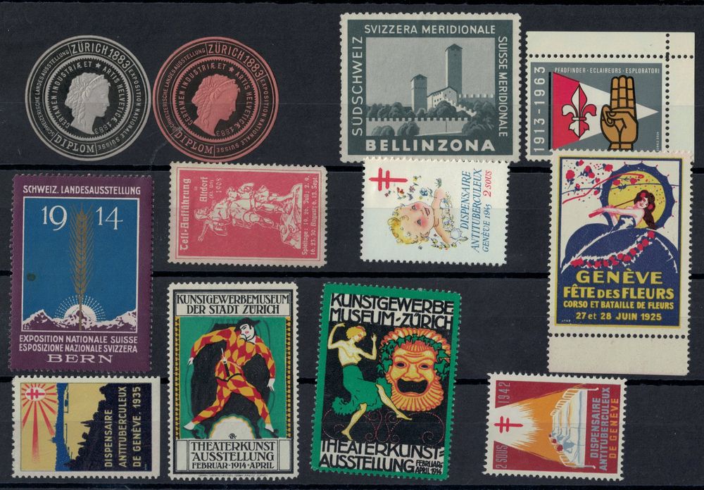 Lot Vignetten 2 Steckkarten mit 24 nVignetten **/* ab 1883 (Gebraucht) in Bern 14 für CHF 15 ...