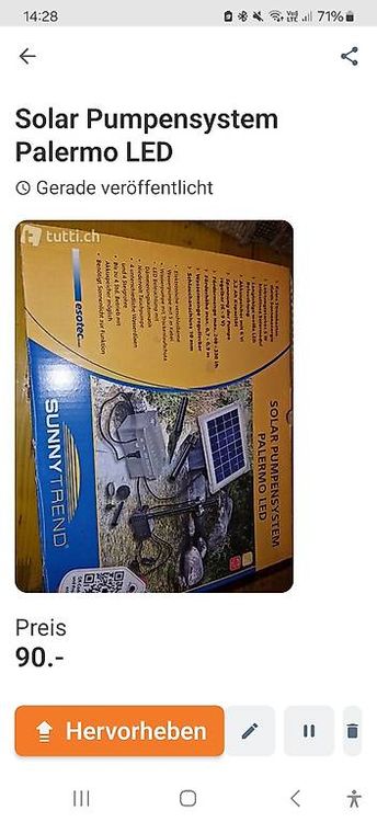 Solar Pumpensystem LED mit Akku (Gebraucht) in Rafz für CHF 65 – nur Abholung auf Ricardo kaufen