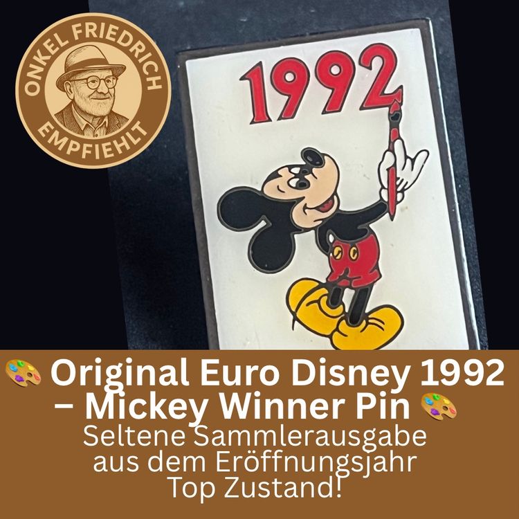 Original Disney Pin 1992 Euro Disney Mickey Mouse Winner (Gebraucht) in ...