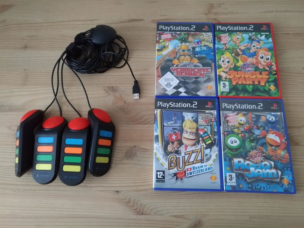 Buzz! Sammlung: Buzzer + 4 Spiele PS2 (Gebraucht) in Welschenrohr für ...
