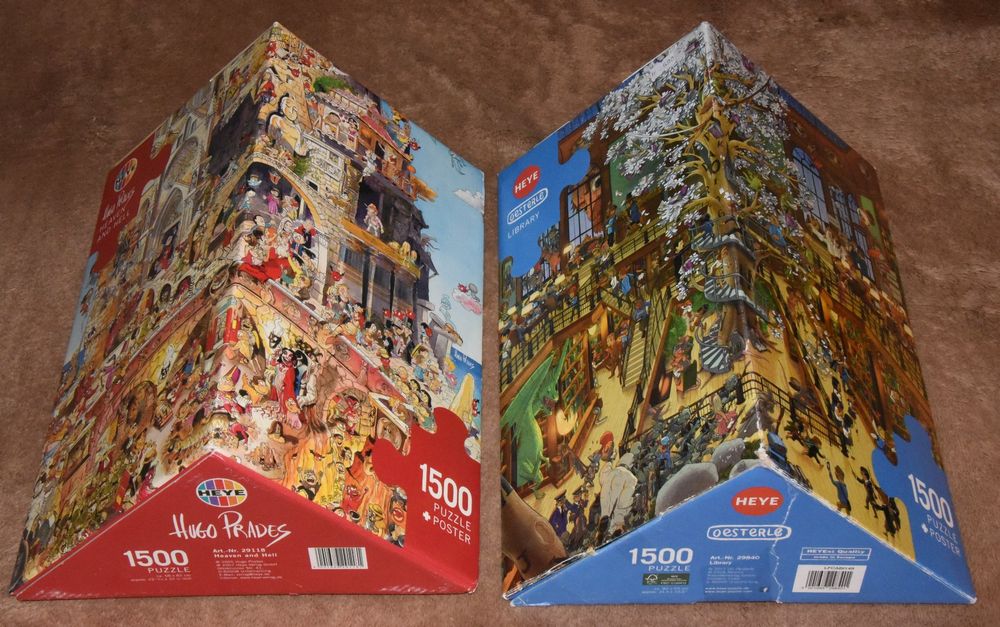2 Heye 1500er Puzzles … HEAVEN AND HELL und LIBRARY … (Gebraucht) in ...