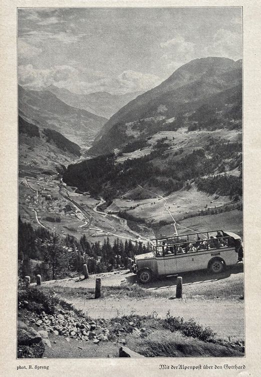 Antik Druck 1930, R. Spreng, Postauto, Gotthard (Gebraucht) in Frauenfeld für CHF 3.8 – mit ...