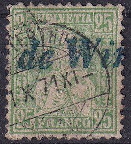 Sitzende Helvetia 25Rp. sehr spezielle Stempel ++Nr.40++++ (Gebraucht) in Samnaun-Compatsch für ...