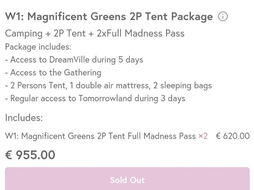 2x Tomorrowland WE1 DreamVille Magnificent Greens 2P Tent (Neu und ...