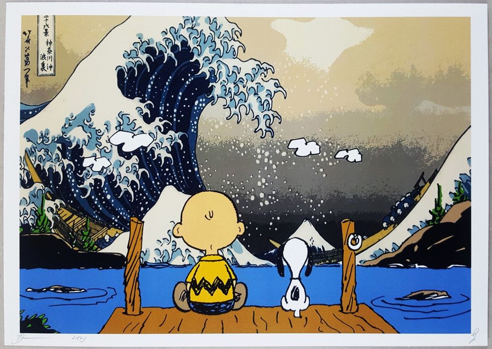 Death NYC Ed Pop Art Druck " Hokusai Wave Charlie and Snoopy | Kaufen ...