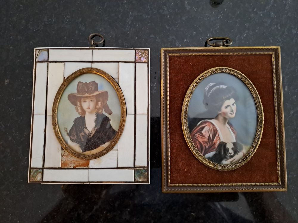 2 Antike Miniatur Porträtbilder um 1900 | Kaufen auf Ricardo