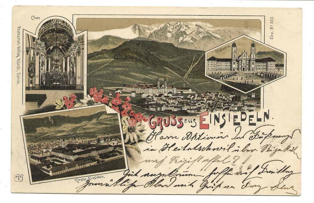 Gruss aus Einsiedeln (SZ) Kloster - Künzli Litho - 1901 | Kaufen auf Ricardo