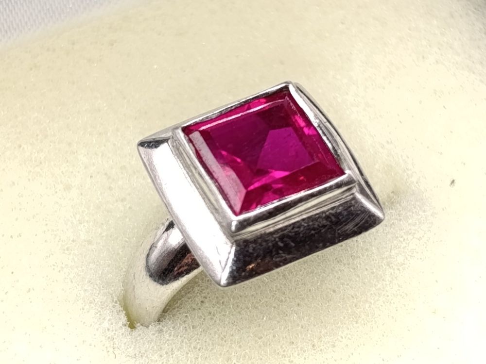 Vintage 925er Silber Ring mit Rubin Edelstein 50er Top (Gebraucht) in ...