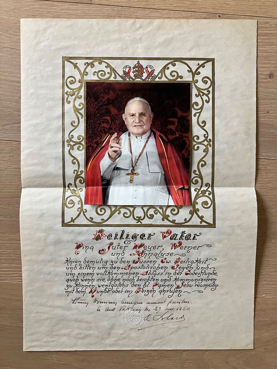 Papst Johannes XXIII - Ablassbrief 1960 - Vatikan | Acheter sur Ricardo
