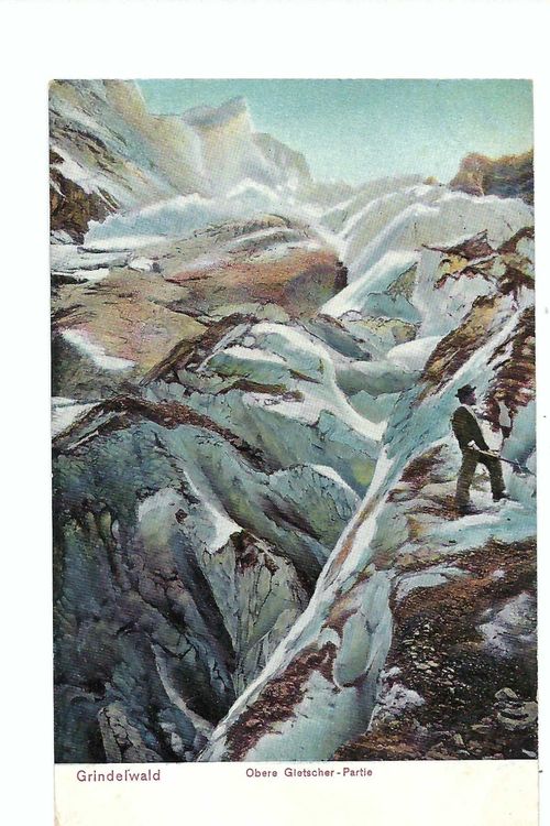 Grindelwald oberer Gletscher, Alpinist Gletscherspalt 1905 | Kaufen auf Ricardo