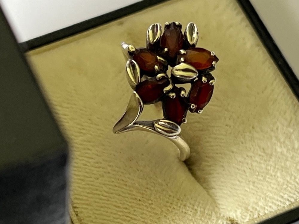 Jugendstil alte grosse Silber 925 Ring mit Grenat almandin | Kaufen auf ...