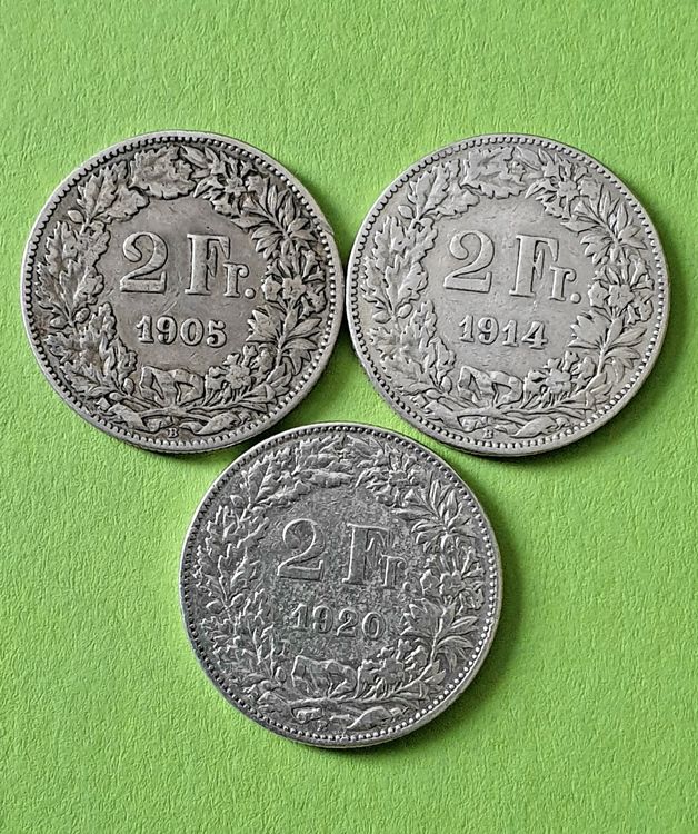 3 X 2 FRANKEN MÜNZEN 1905 * 1914 * 1920 | Kaufen auf Ricardo