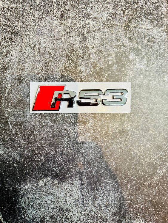 Audi RS3 Emblem Schriftzug Logo aus Metall NEU in Rot/Chrom (Neu und ...
