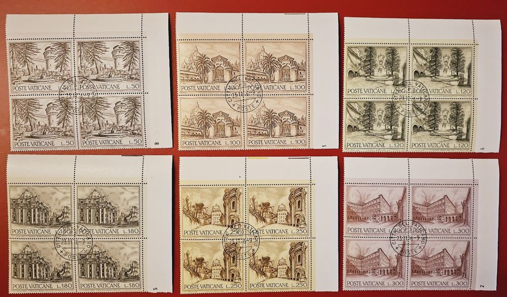 VATIKAN VIERERBLOCK SERIE MONUMENTI VOLLGUMMI 1976 ET (Neu (gemäss Beschreibung)) in Düdingen ...