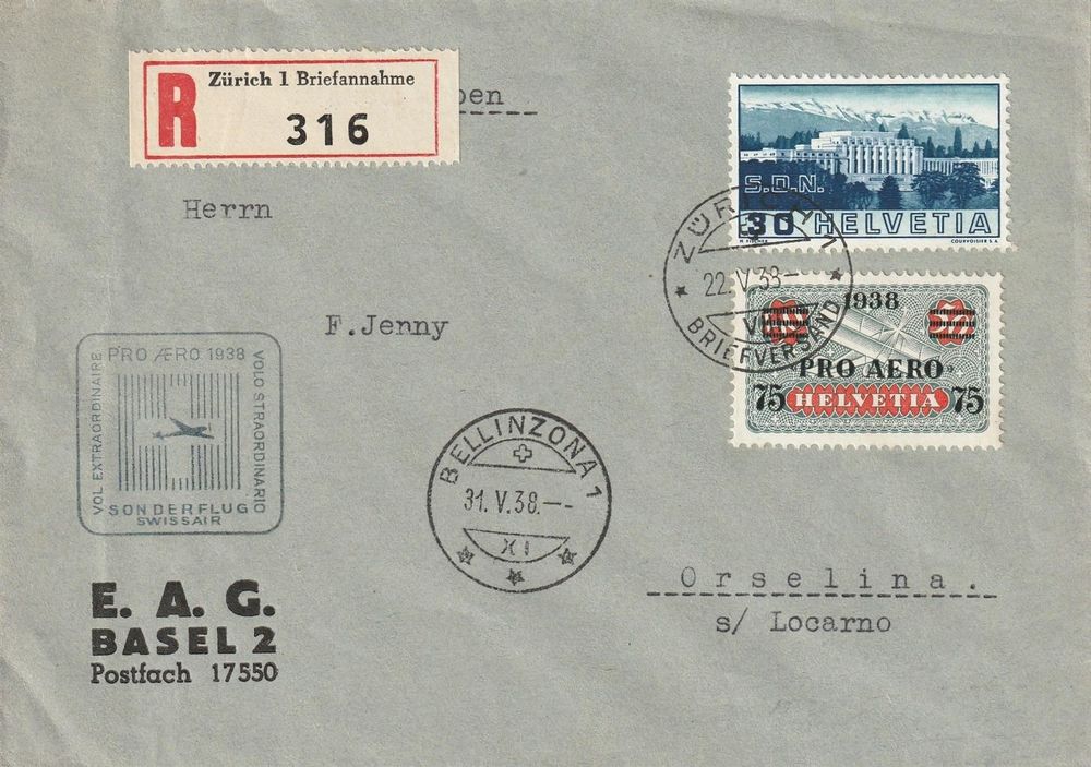 Pro Aero 1938, Etappe Zürich-Bellinzona (Gebraucht) in Turgi für CHF 5 – mit Lieferung auf ...