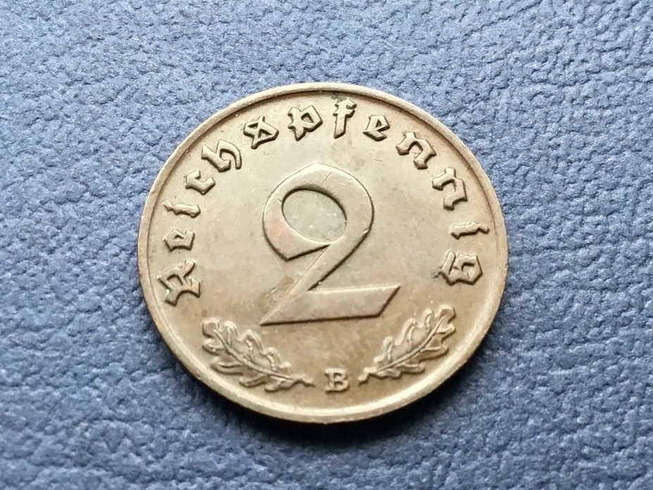 Drittes Reich 2 Reichspfennig 1938 B sehr selten (Gebraucht) in St ...