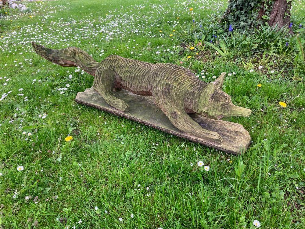 Grosse Skulptur Fuchs Holz massiv | Kaufen auf Ricardo