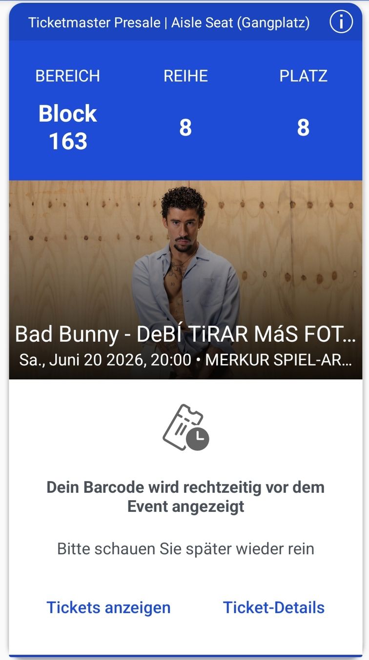 Bad Bunny Konzert Ticket, DTMF World Tour, 20. Juni 2026 (Neu und ...