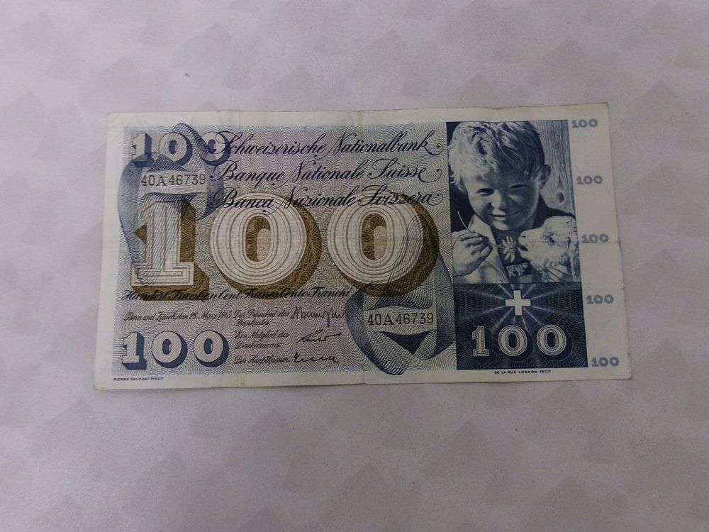 CH - Banknoten von 5 Fr.- - 100 Fr.- gut Erhalten (Gebraucht) in Bad Zurzach für CHF 44 – mit ...