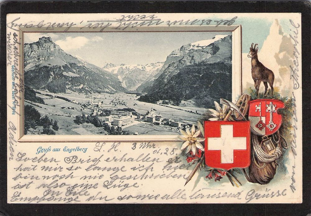 Prägekarte Gruss aus Engelberg OW , gel. 1901 (Gebraucht) in Reichenburg für CHF 19 – mit ...