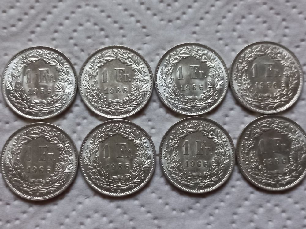 8 x 1 Fr. 1966 Silber Schweiz | Kaufen auf Ricardo