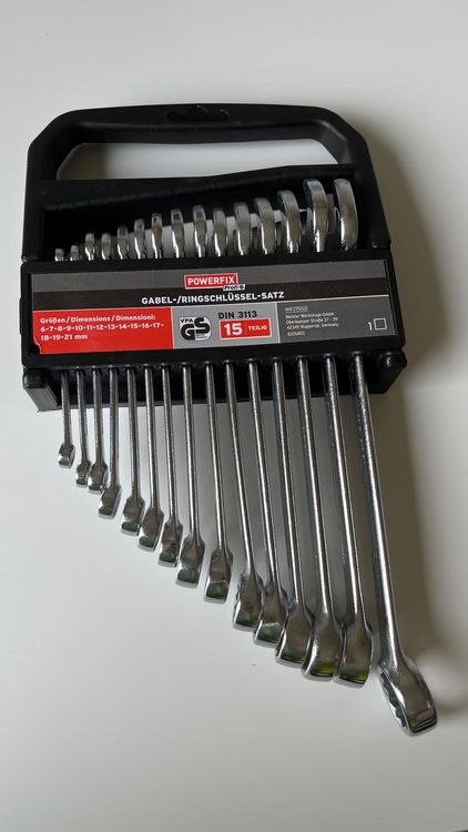 Powerfix Profi 15 teiliger Gabel-/Ringschlüssel-Satz (Gebraucht) in ...