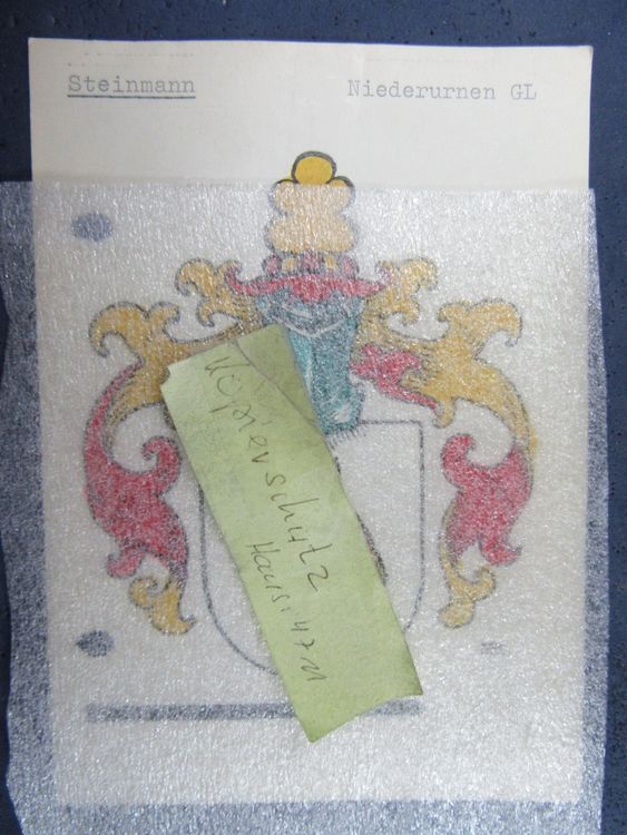 STEINMANN NIEDERURNEN GL FAMILIENWAPPEN KARTE ALT HANDBEMALT (Gebraucht) in Ettingen für CHF 25 ...