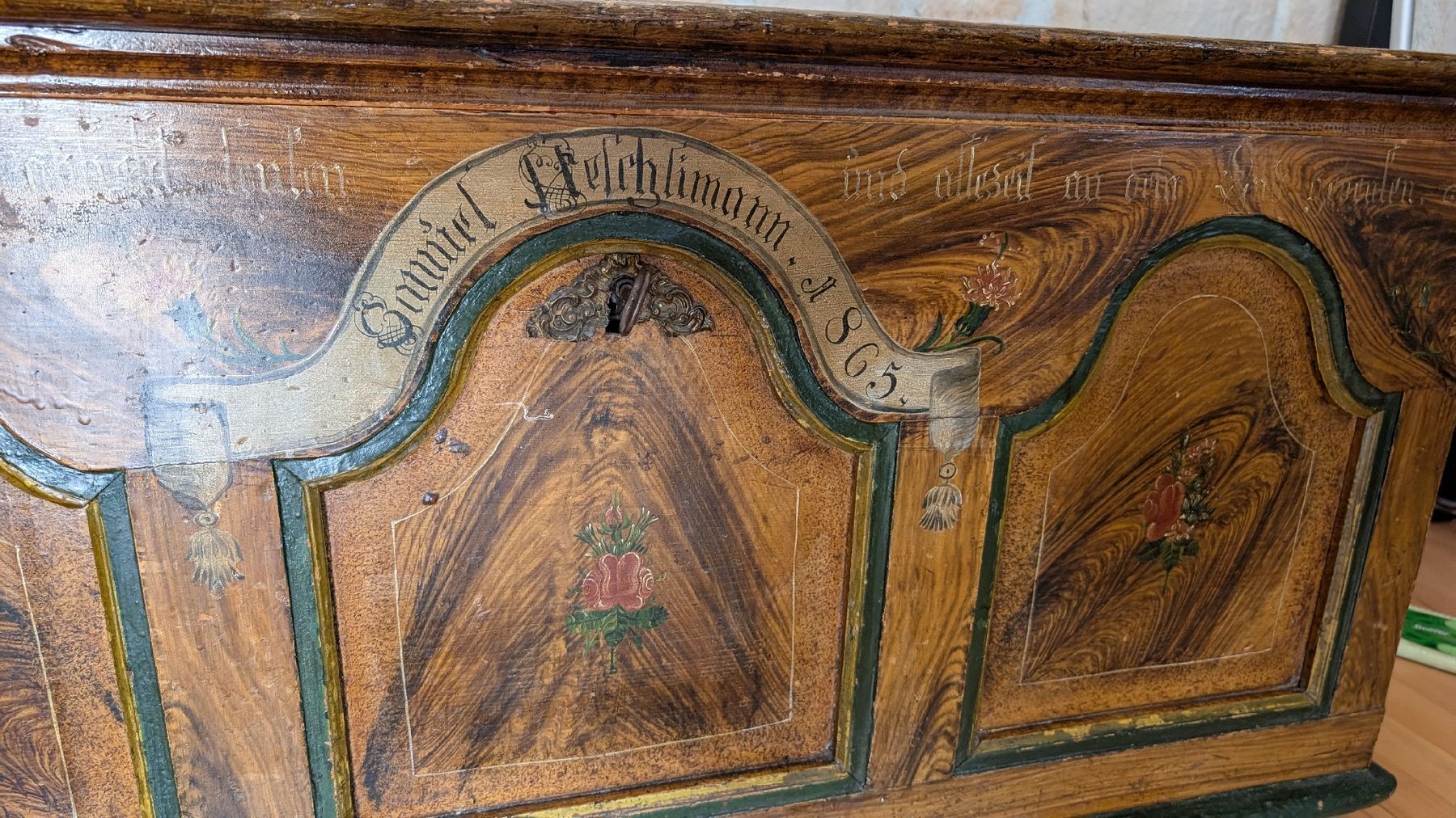 Antique Painted Wooden Chest, Dated 1865, Great Decor! (Gebraucht) in ...