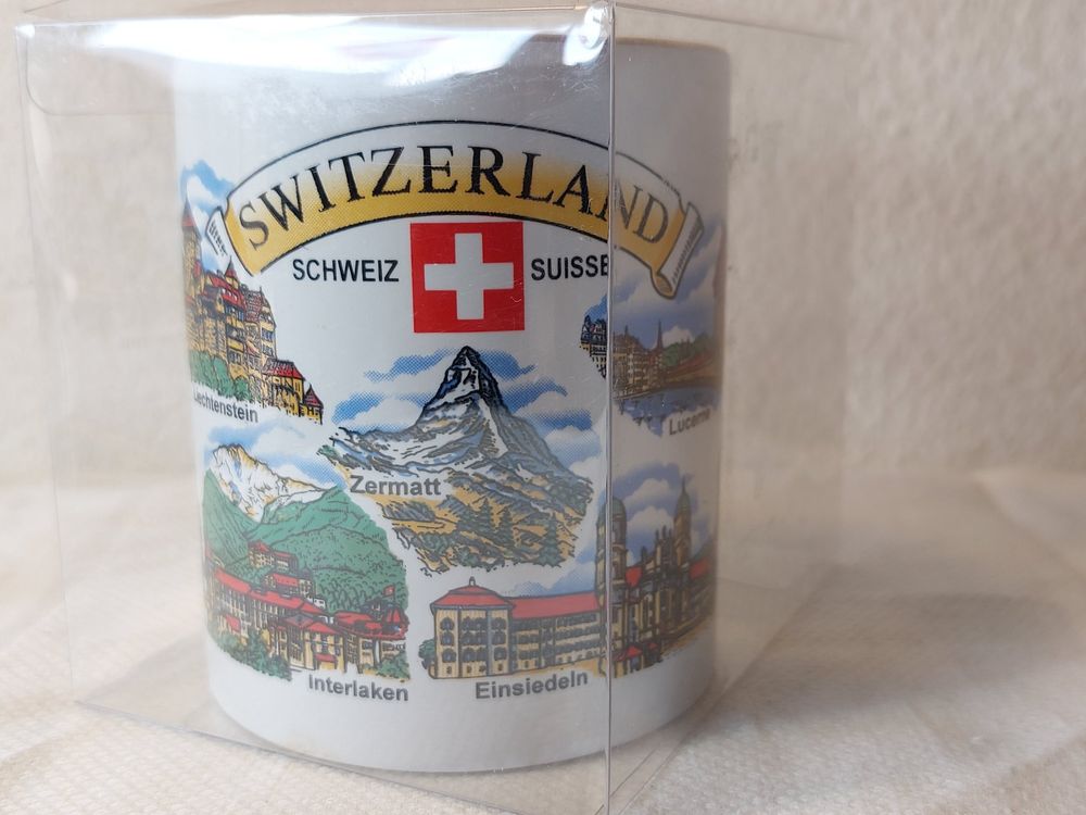 SWITZERLAND Souvenirtasse weiss von Alberto SA - neu und OVP (Neu ...