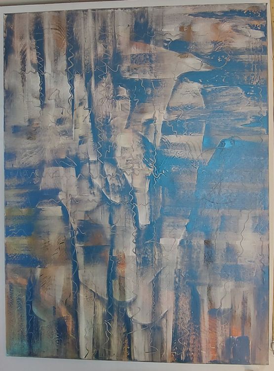 Bild, Unikat, viele Blautöne von mir selbstgemalt 60×80 (Gebraucht) in Riehen für CHF 60 – mit ...