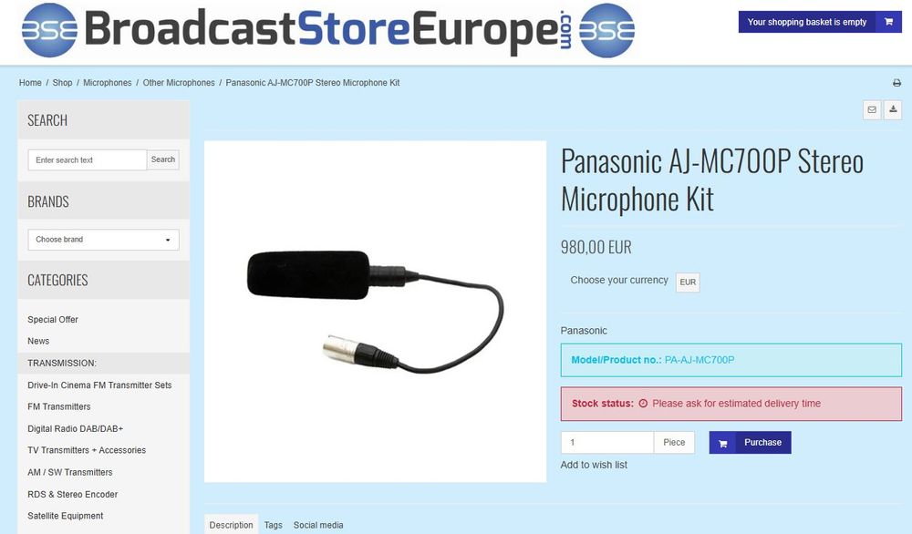 Panasonic AG-MC700 Super-Directional Shotgun Microphone (Gebraucht) in ...