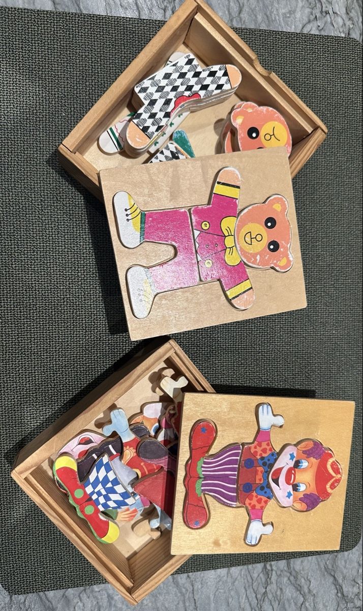 Holzspielzeug, Anziehpuppen Bär und Clown, vintage 🧸🤡 (Gebraucht) in ...