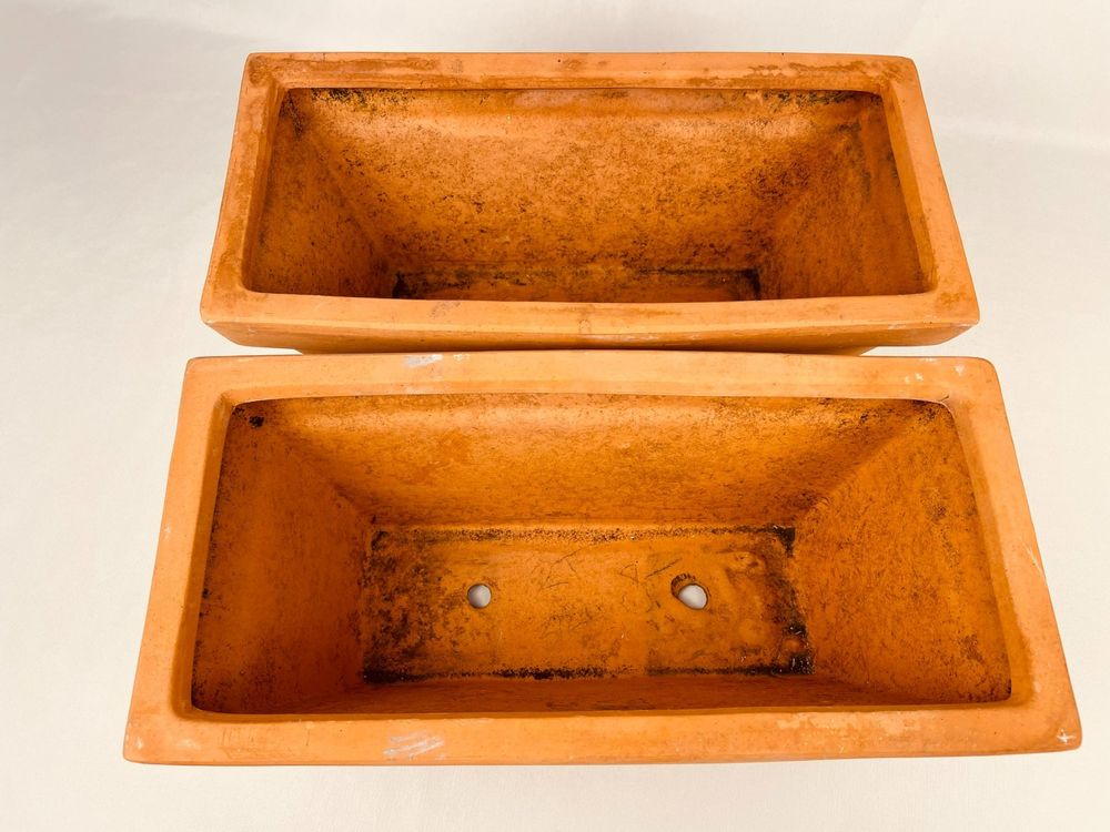 Blumenkasten, Pflanztopf, Terracotta Tontopf eckig, 2 Stück (Gebraucht ...