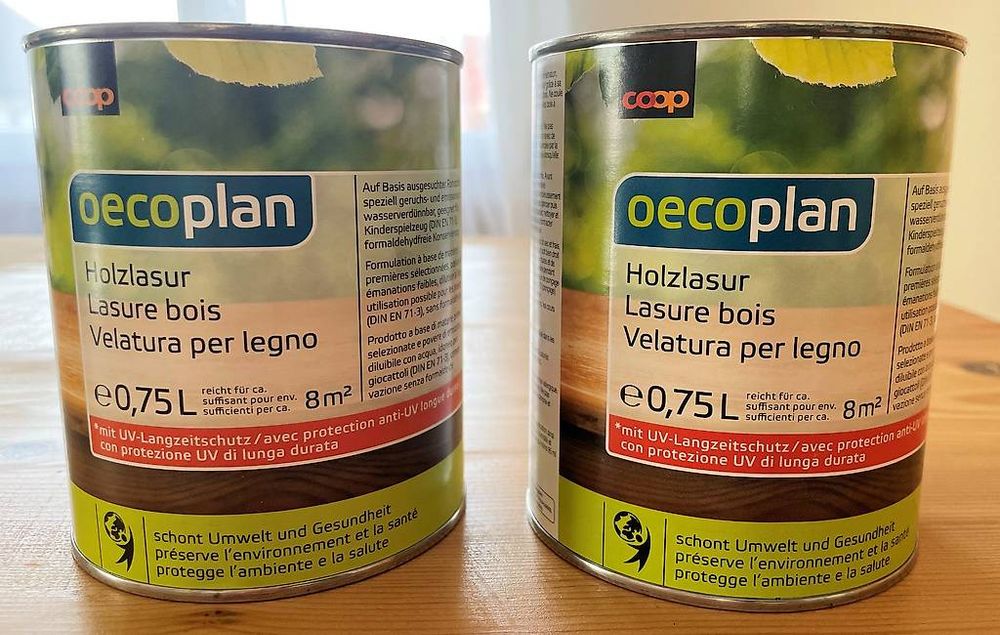 Holzlasur, 2 Dosen à 0,75 L, farblos (Natur), von Oecoplan (Neu und originalverpackt) in Kappel ...