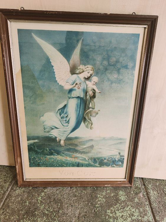 Antikes Schutzengel Bild gerahmt 🖼️ von Gott 💕 (Gebraucht) in Jeuss für CHF 5 – nur Abholung auf ...