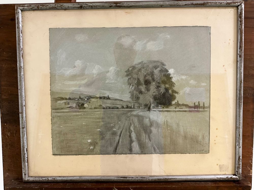 Paysage, craie fusain signé P.Perrelet 1911 | Kaufen auf Ricardo