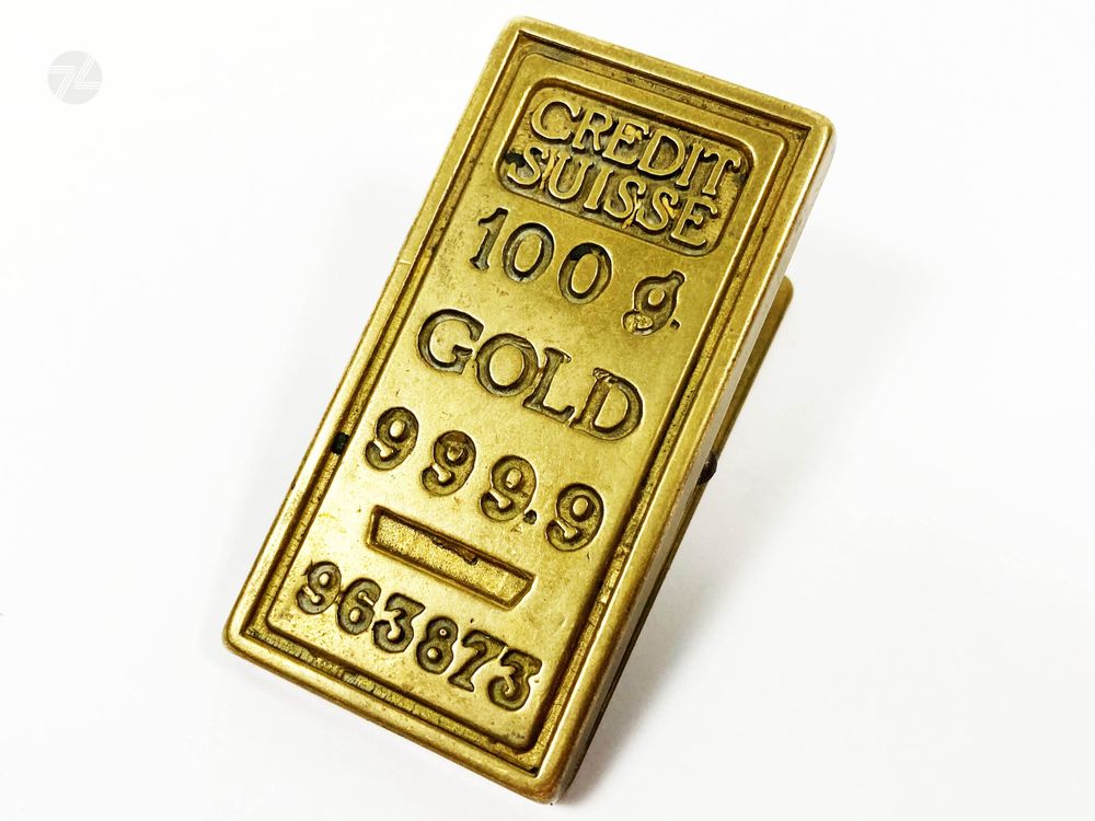 Credit Suisse 100g Gold 999.9 Clip Messing Souvenir Werbung | Kaufen auf Ricardo